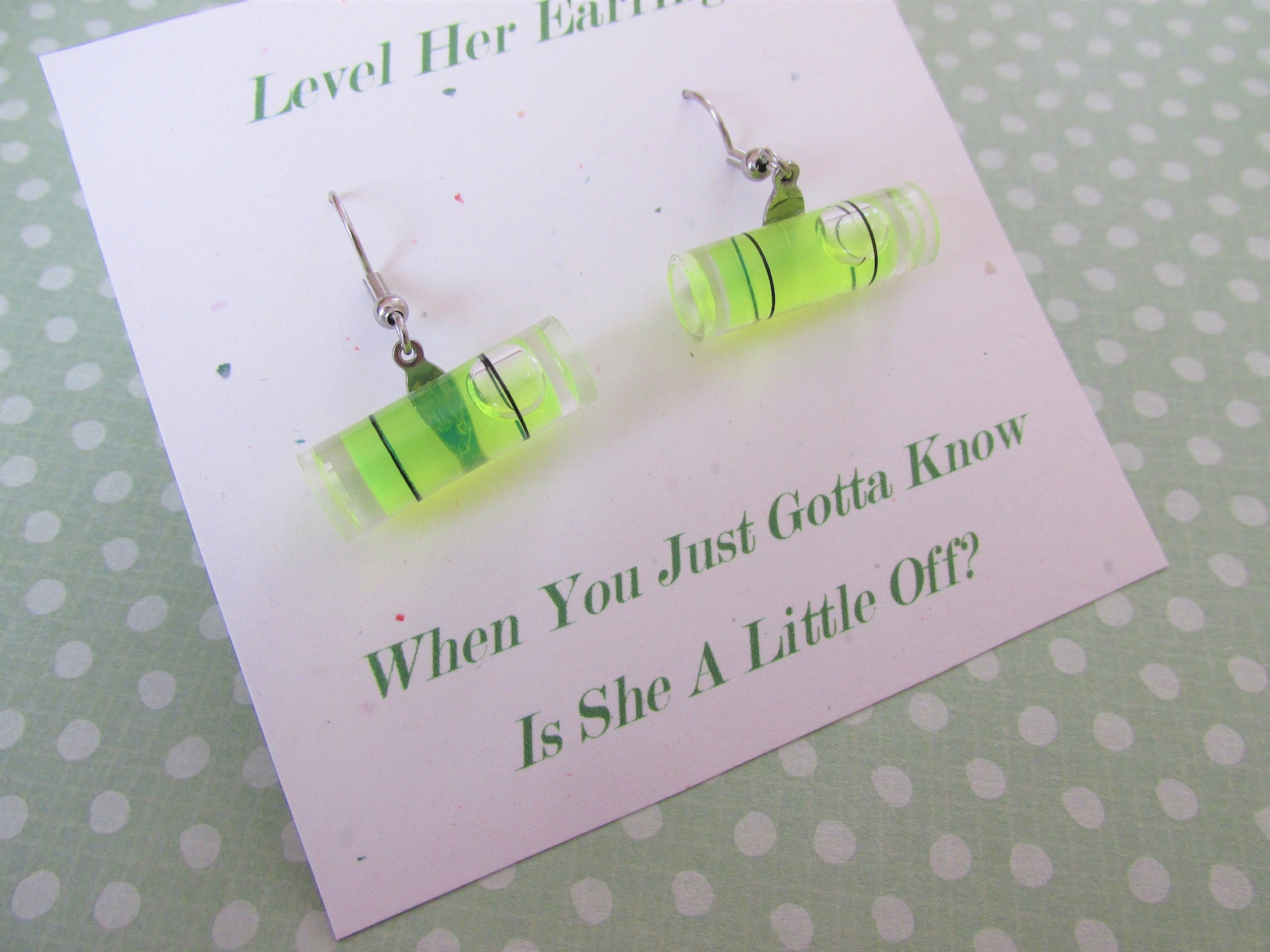 Cool Recycled Funny Joke Spirit Bubble Level Her Earringsmade - Etsy