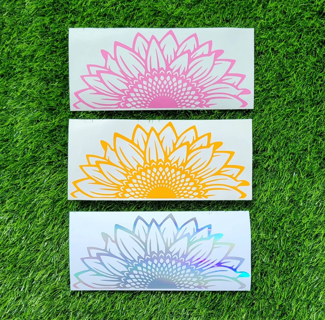 Half Sunflower Vinyl Decal | Half Flower | Sunflower Sticker | Flower ...