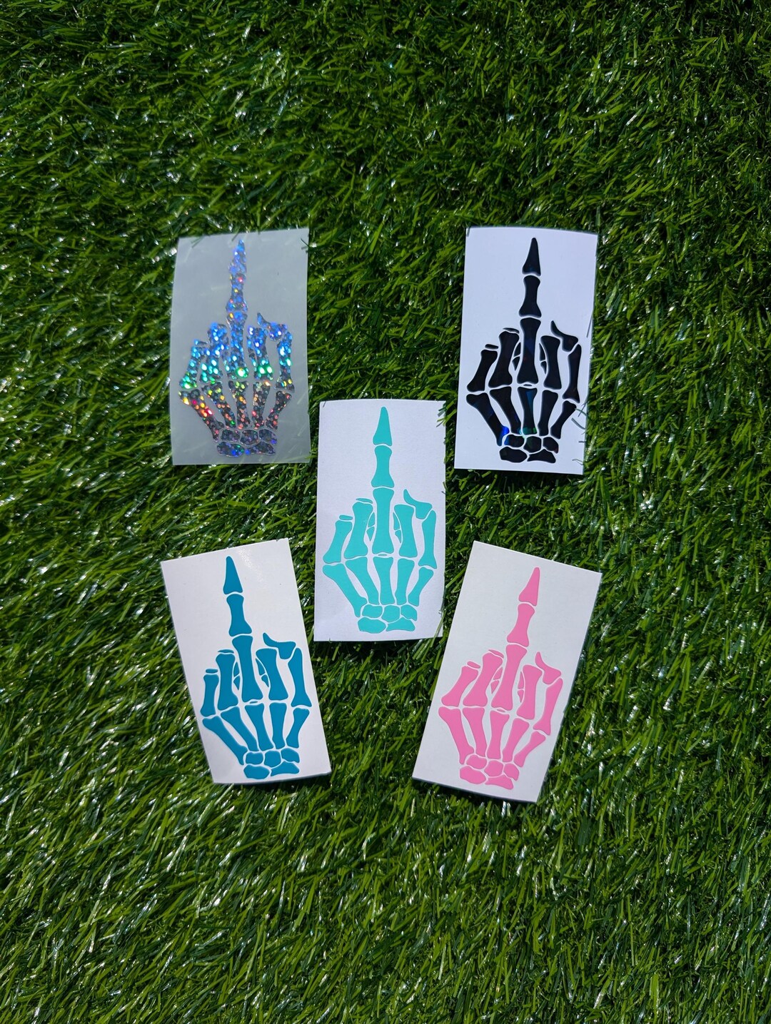 Skeleton Middle Finger Vinyl Decal | Funny Skull Hand Sticker ...