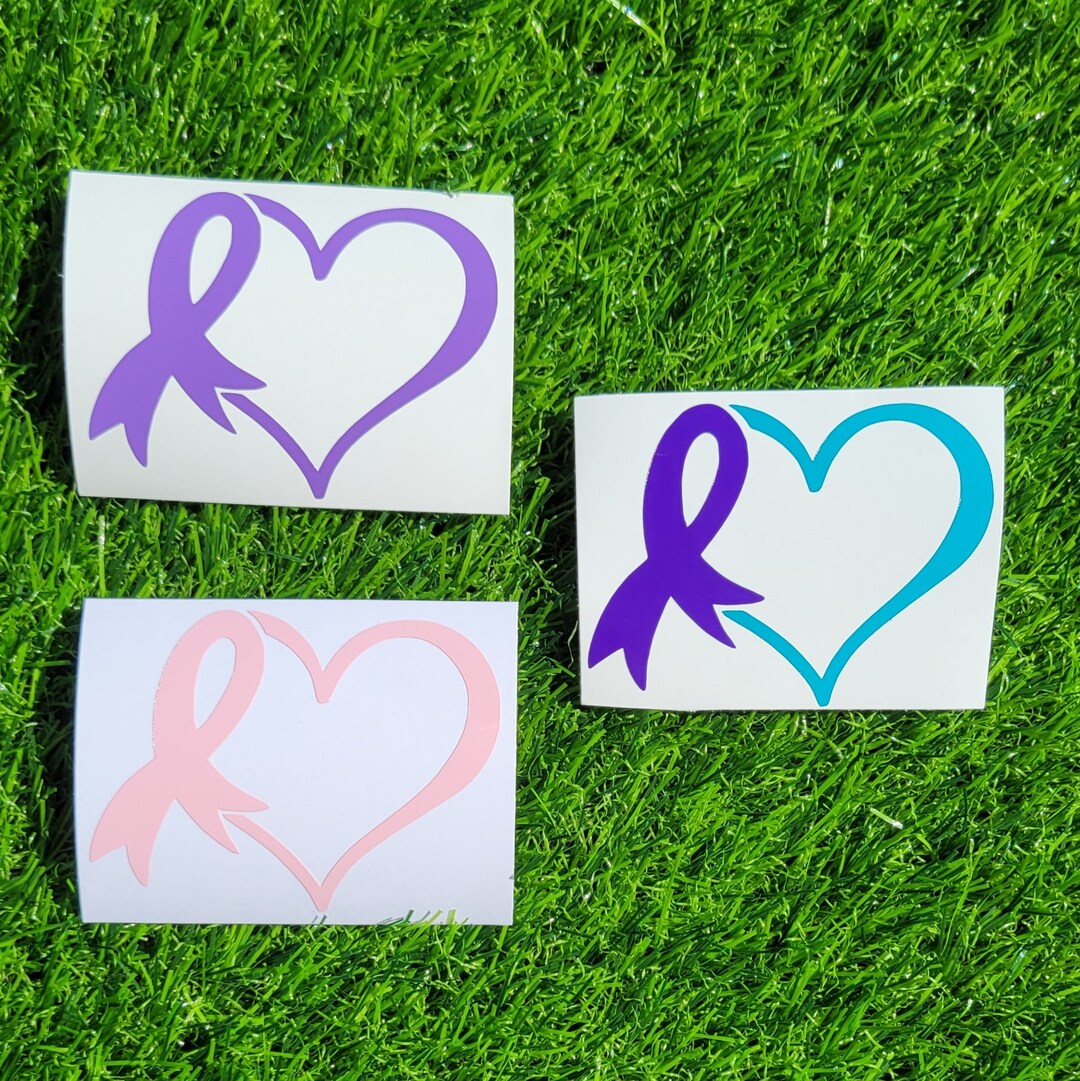 Awareness Ribbon With Heart Vinyl Decal Customize Awareness Sticker ...