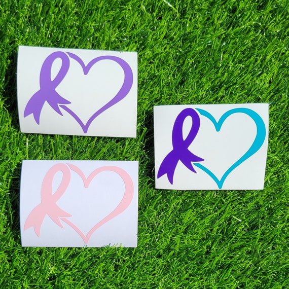 Awareness Ribbon With Heart Vinyl Decal Customize - Etsy