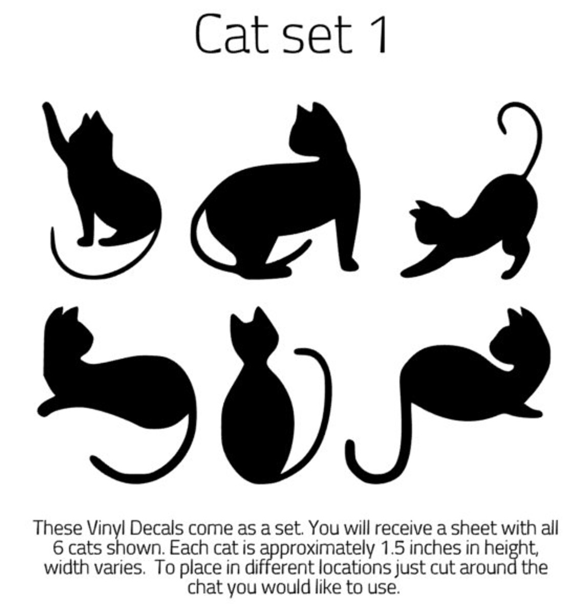 Cat/Kitten sticker sheet Vinyl Decals 1.5 inch Cats 2 | Etsy