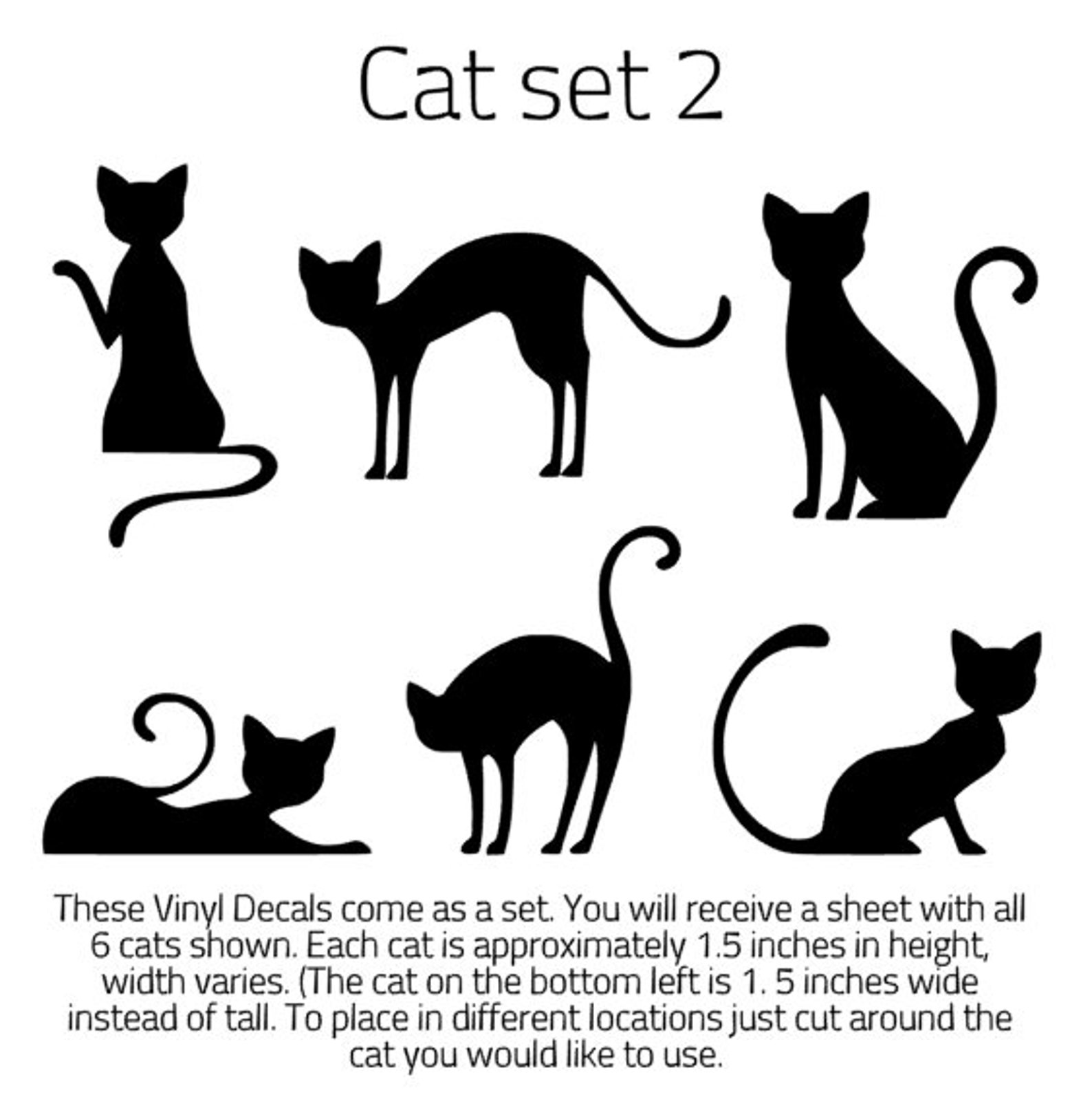 Cat/Kitten sticker sheet Vinyl Decals 1.5 inch Cats 2 | Etsy