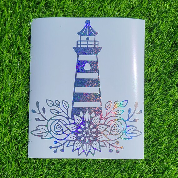 Lighthouse Vinyl Decal Lighthouse Sticker Flowers Floral | Etsy