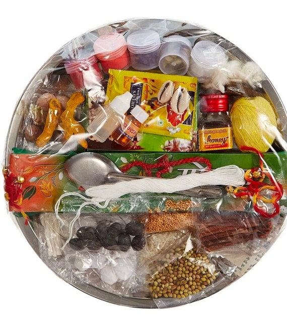 Puja Thali of 31 Ingredients for Navratri Pujan Hawan Puja - Etsy
