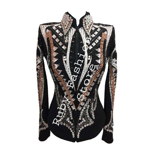 Leaves Pattern With Ab Stones on Black Base Showmanship Jacket - Etsy