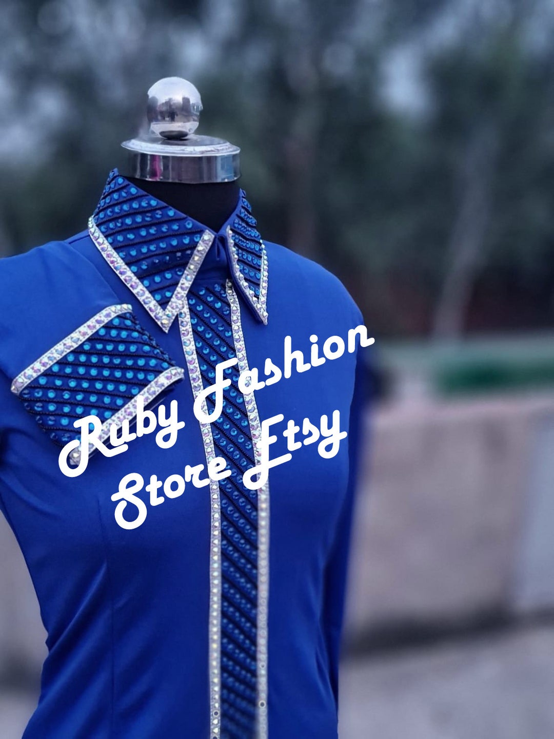 Royal Blue Retro Shirt With Ab Embellishment - Etsy