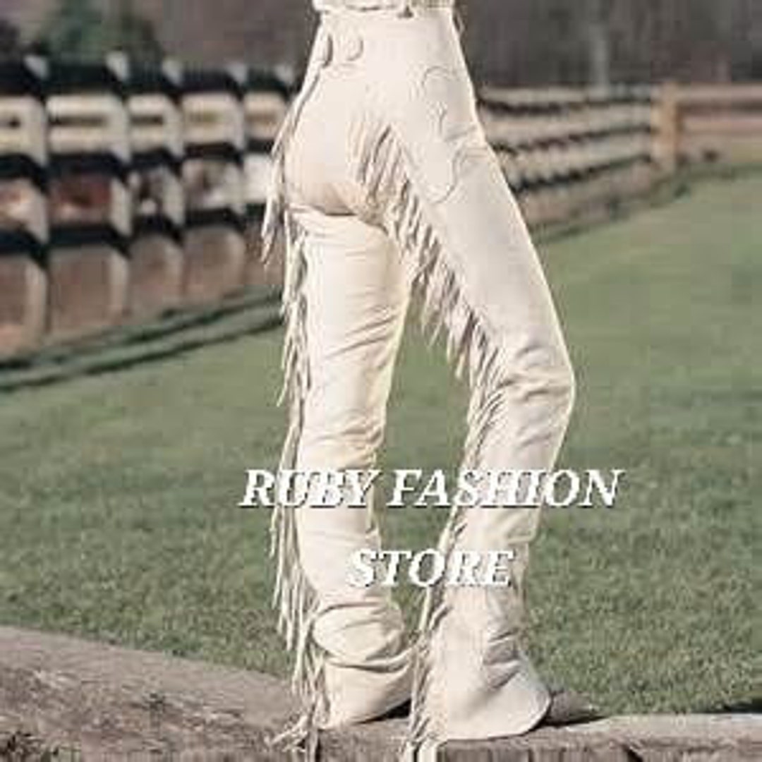 Handmade Suede Western Chaps: Fringed Leather, Custom Fit - Etsy