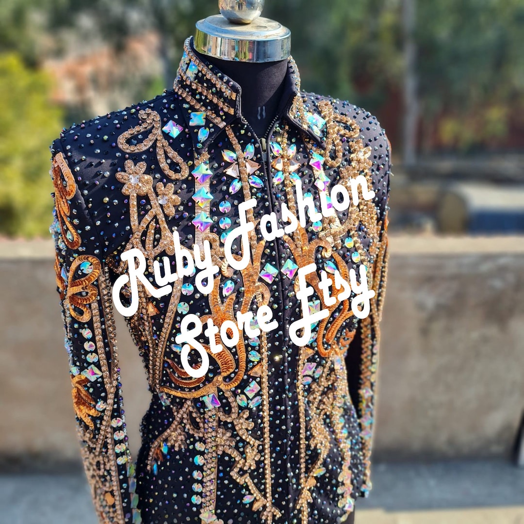 Rose Gold and AB Jewels on Black Base Showmanship Jacket - Etsy