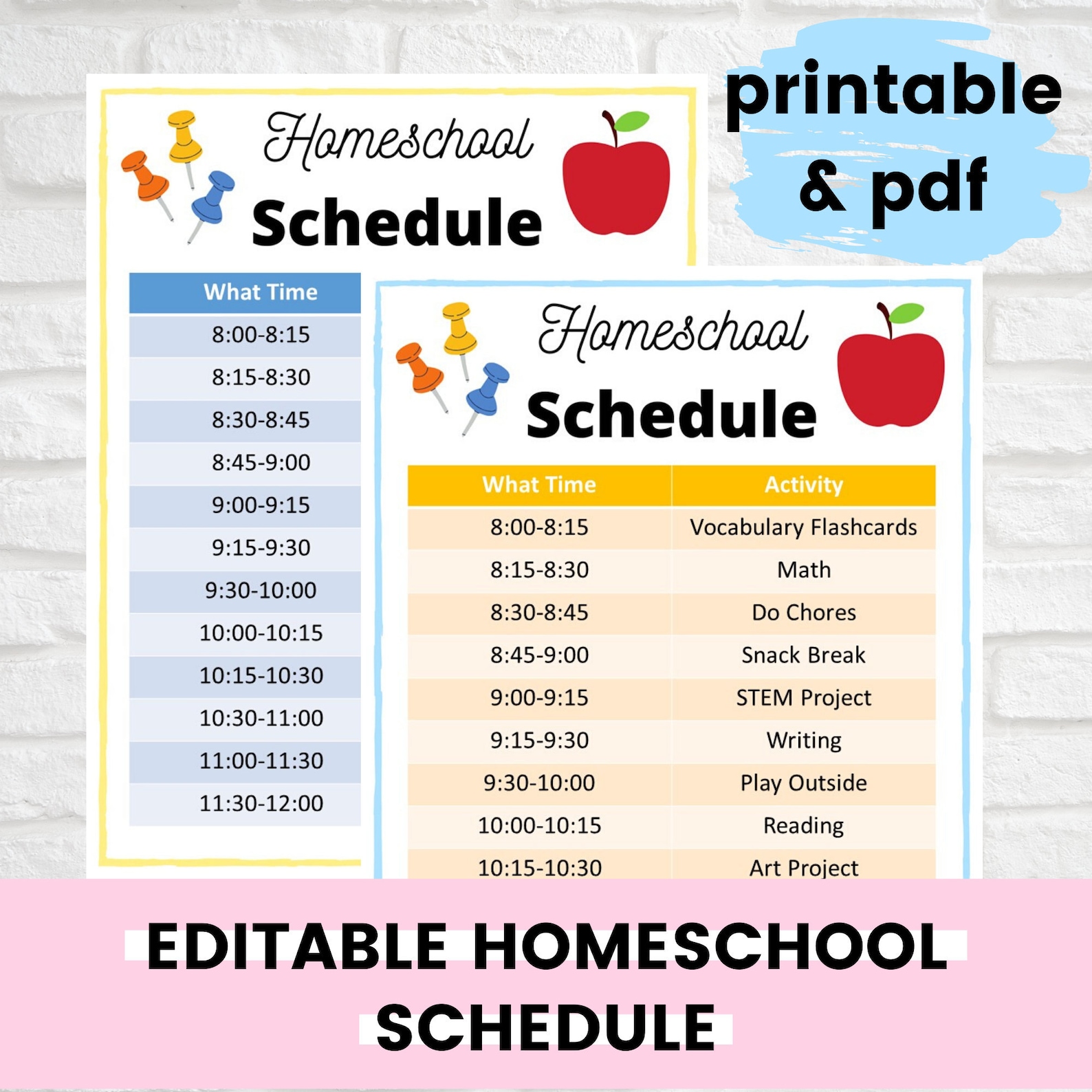 Editable Homeschool Schedule, 2020-2021 Homeschool Planner, Printable ...