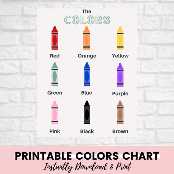 Colors Chart Educational Printable Printable Homeschool | Etsy