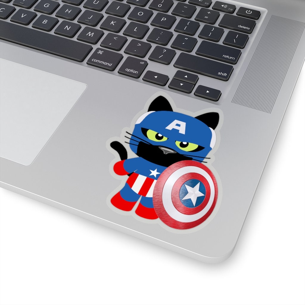 Captain America Cat Kiss-cut Sticker Unique Design White or Transparent ...