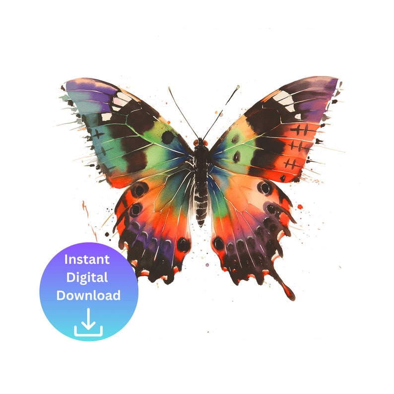 Printable Butterfly Art Painting Nature Decor Butterfly Watercolor Gift ...