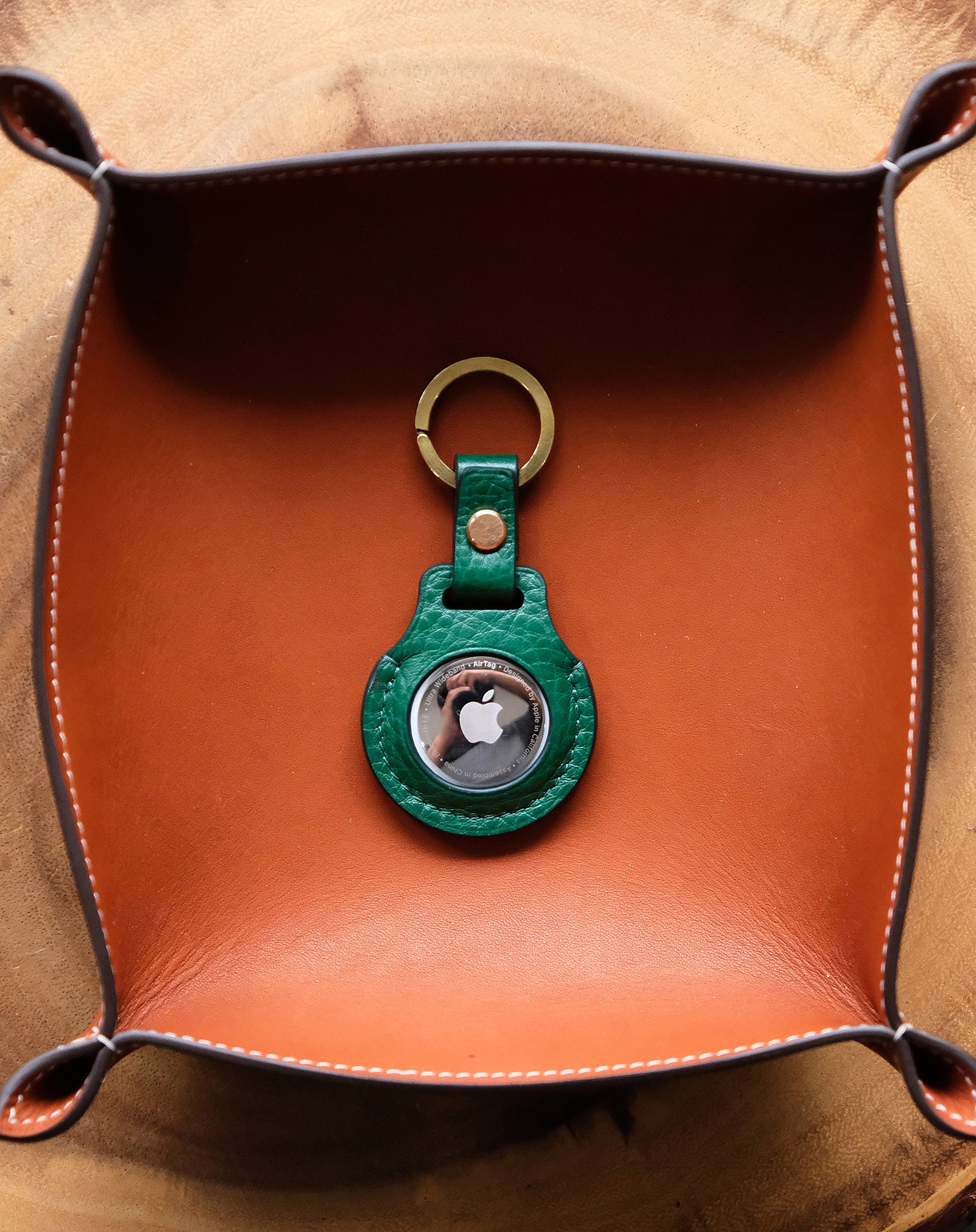 Green AirTag Leather Case | AirTag Holder | Personalized AirTag ...