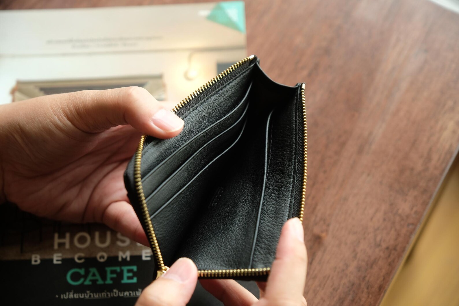 Personalized Black Leather Zip Card Wallet, Slim Minimalist Zipper ...