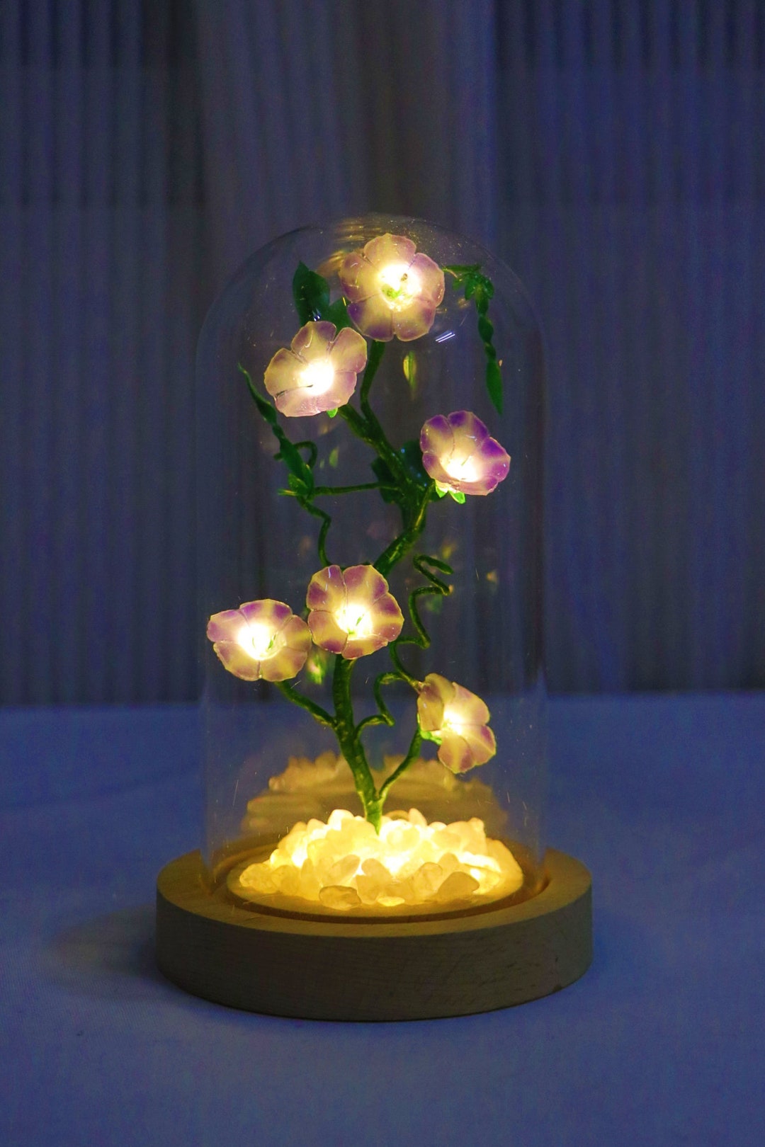 Personality Retro Morning Glory Glass Container Night Light Handmade ...