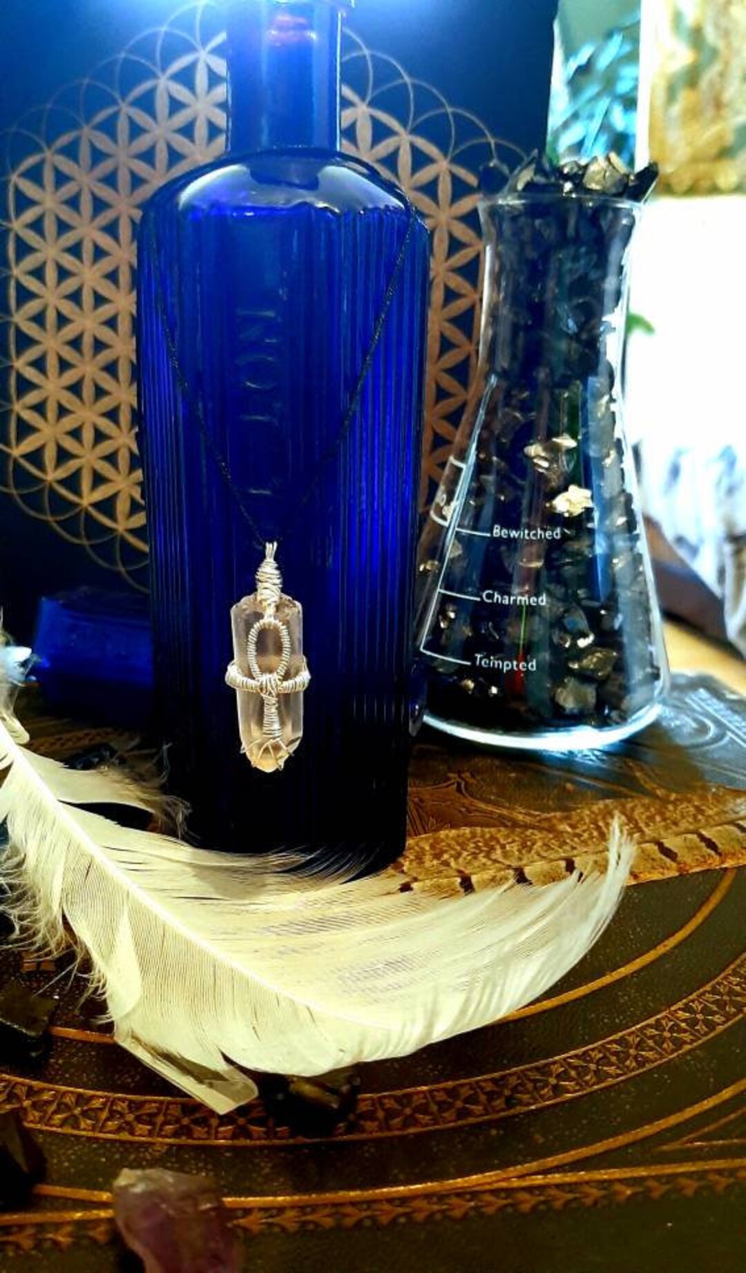 Ankh Key of Life Quartz Crystal Point Wire Wrapped Pendant, Protective ...