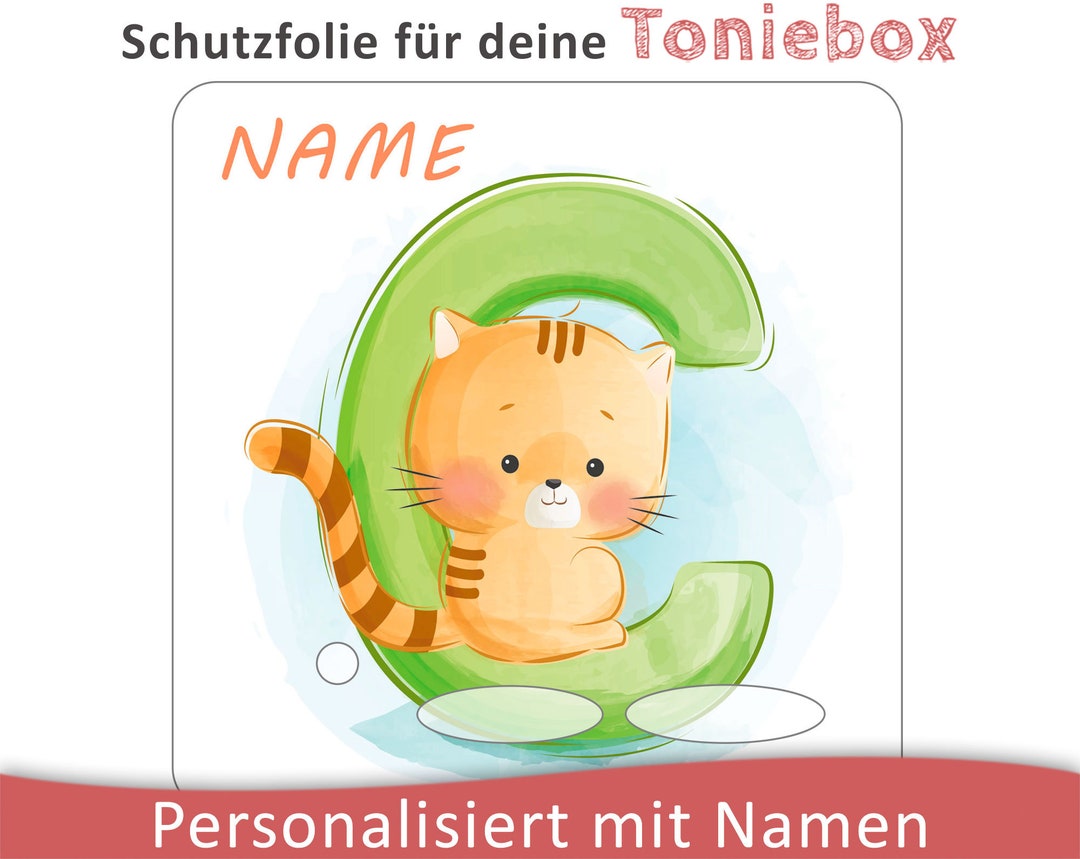 Toniebox Protective Film With Name Customizable Baby Cat With Letter ...