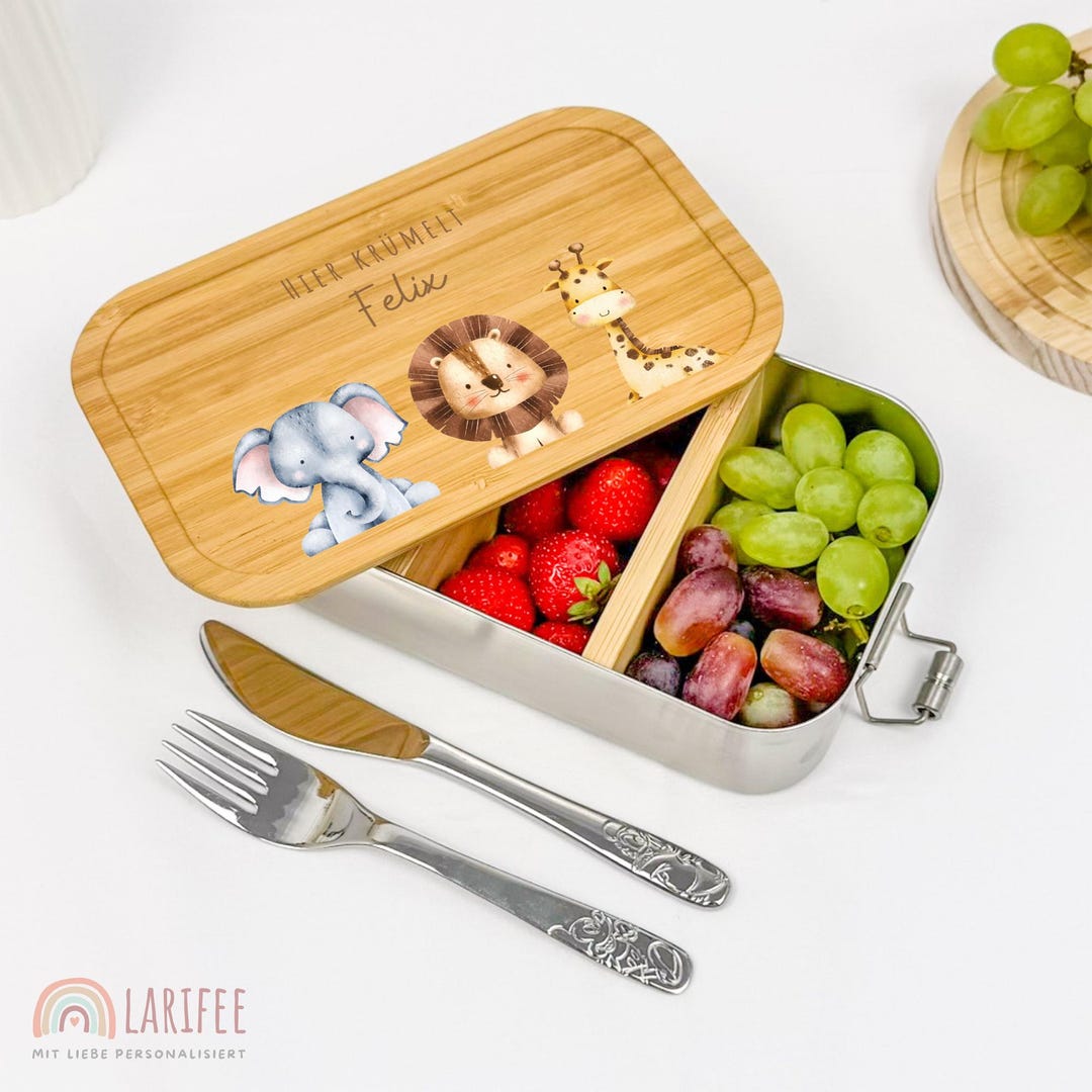 Lunch Box for Children Personalized With Safari Animals, Lunch Box With ...