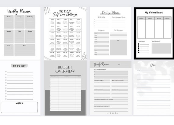 Printable Digital Planner Daily Weekly Plans Yearly Overview - Etsy