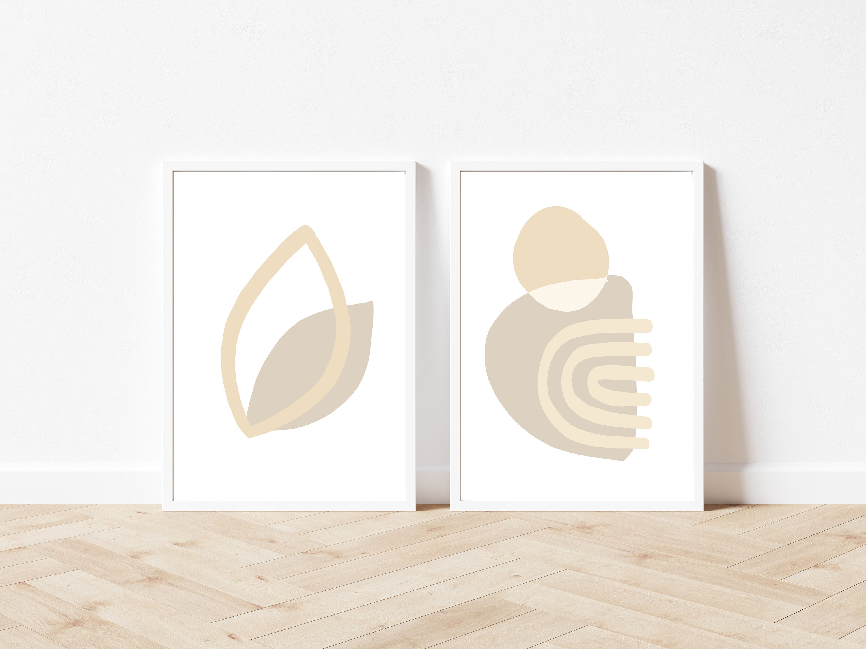 Set of Two Beige Abstract Prints Beigecream Decor A4 6x4 - Etsy UK