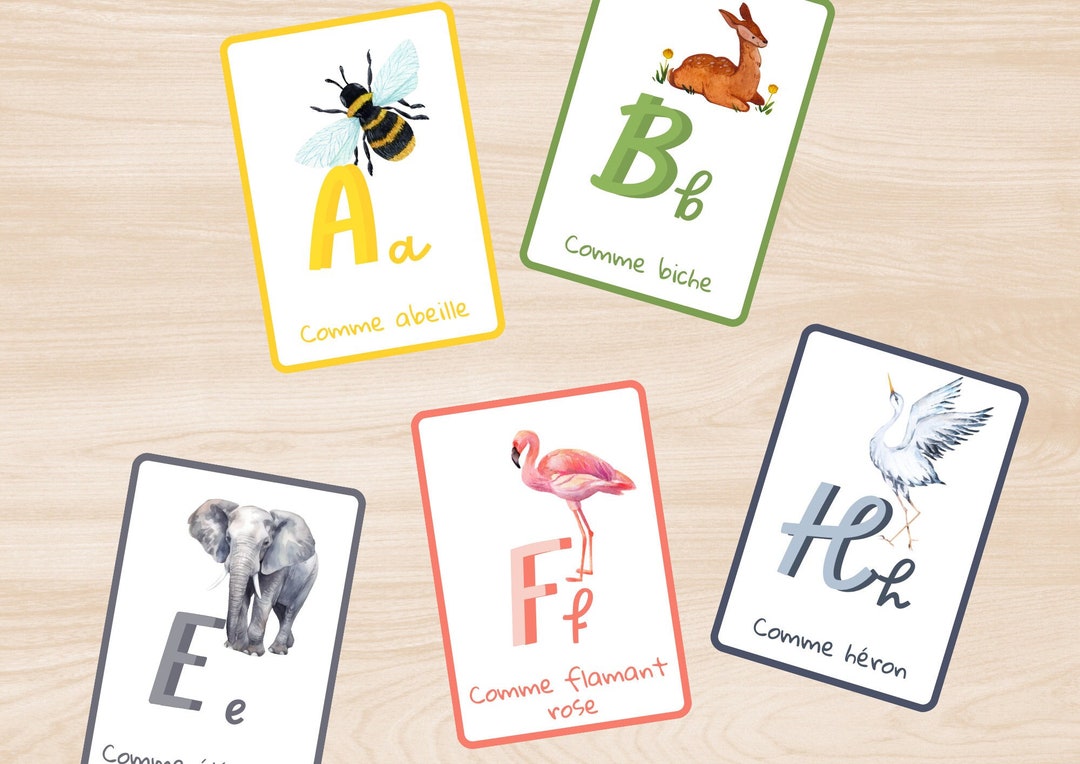 ABCD Card Game Letters Alphabet Animals Child Activity Flash Cards Game ...
