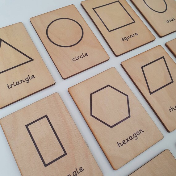 Shapes Wooden Flashcards Learning Resource for Children - Etsy