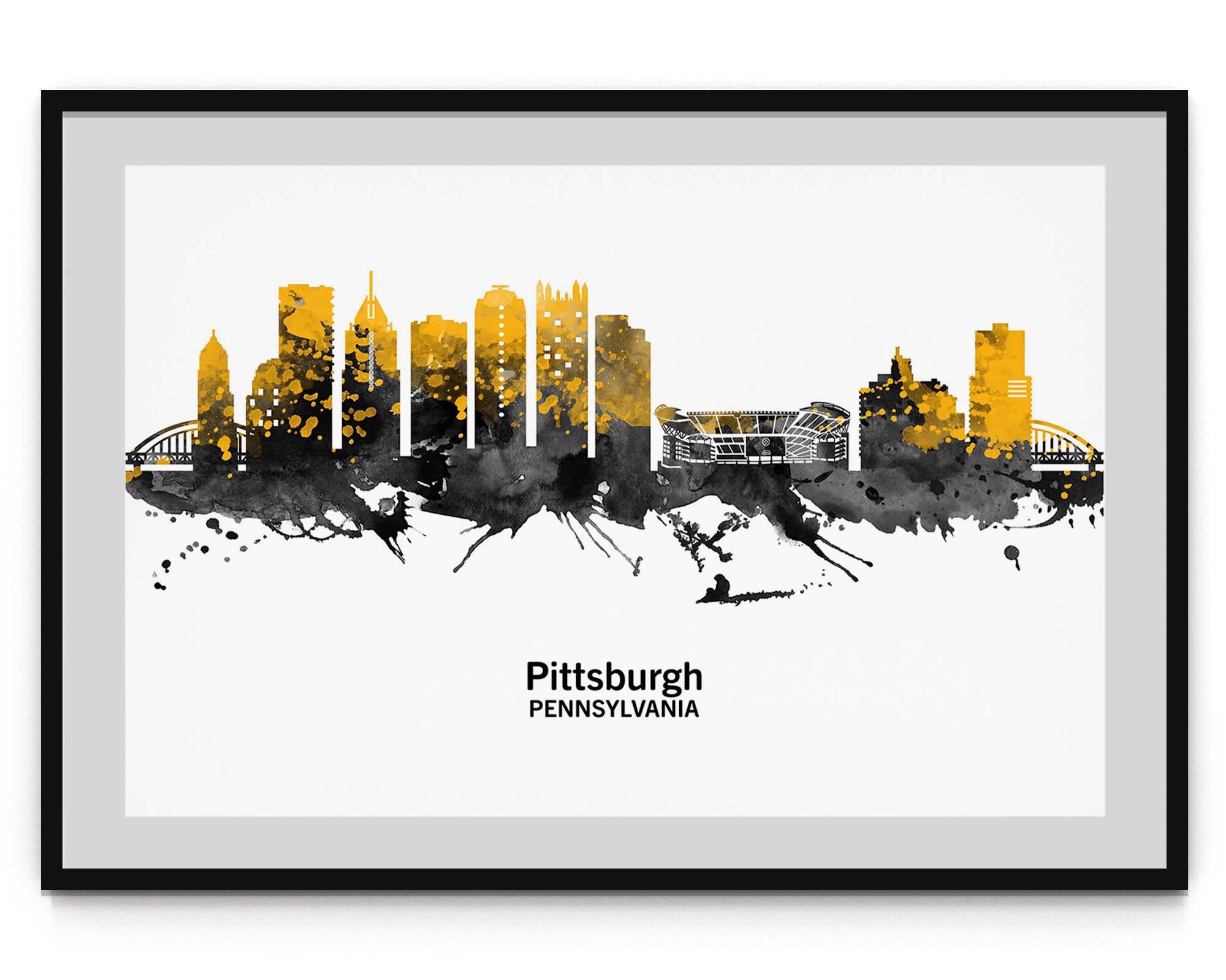 Pittsburgh Steelers Watercolor Skyline Wall Art Poster Digital Download ...