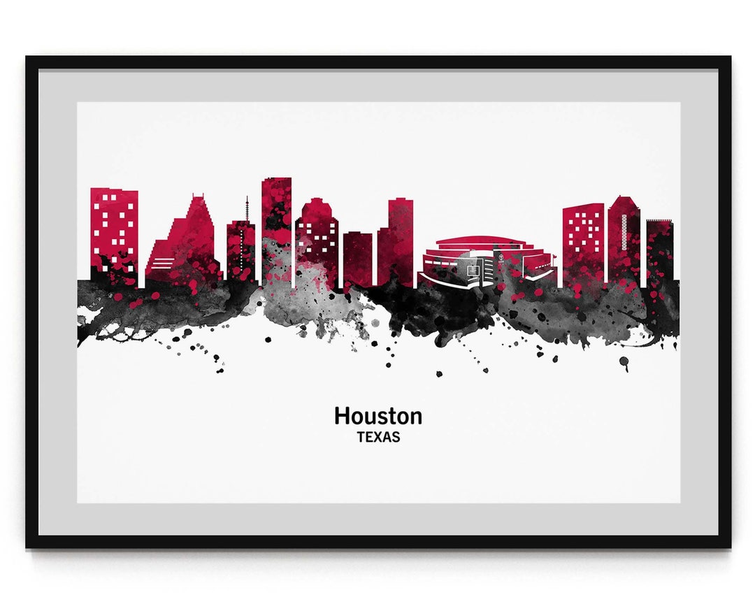 Houston Rockets Watercolor Skyline Wall Art Poster Digital Download ...