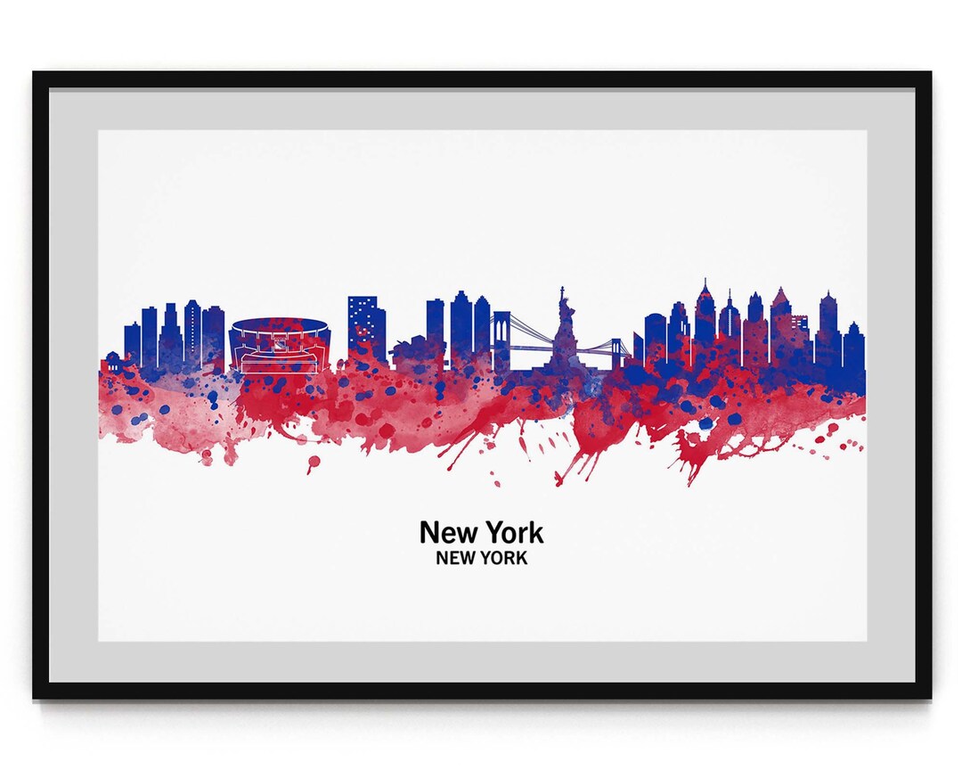 New York Rangers Watercolor Skyline Wall Art Poster Digital Download ...