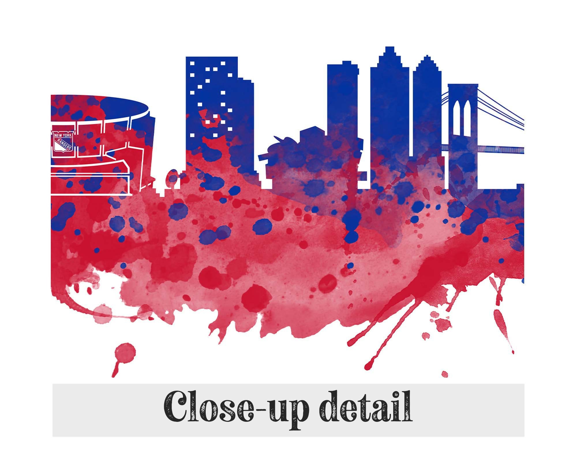 New York Rangers Watercolor Skyline Wall Art Poster Digital - Etsy New ...