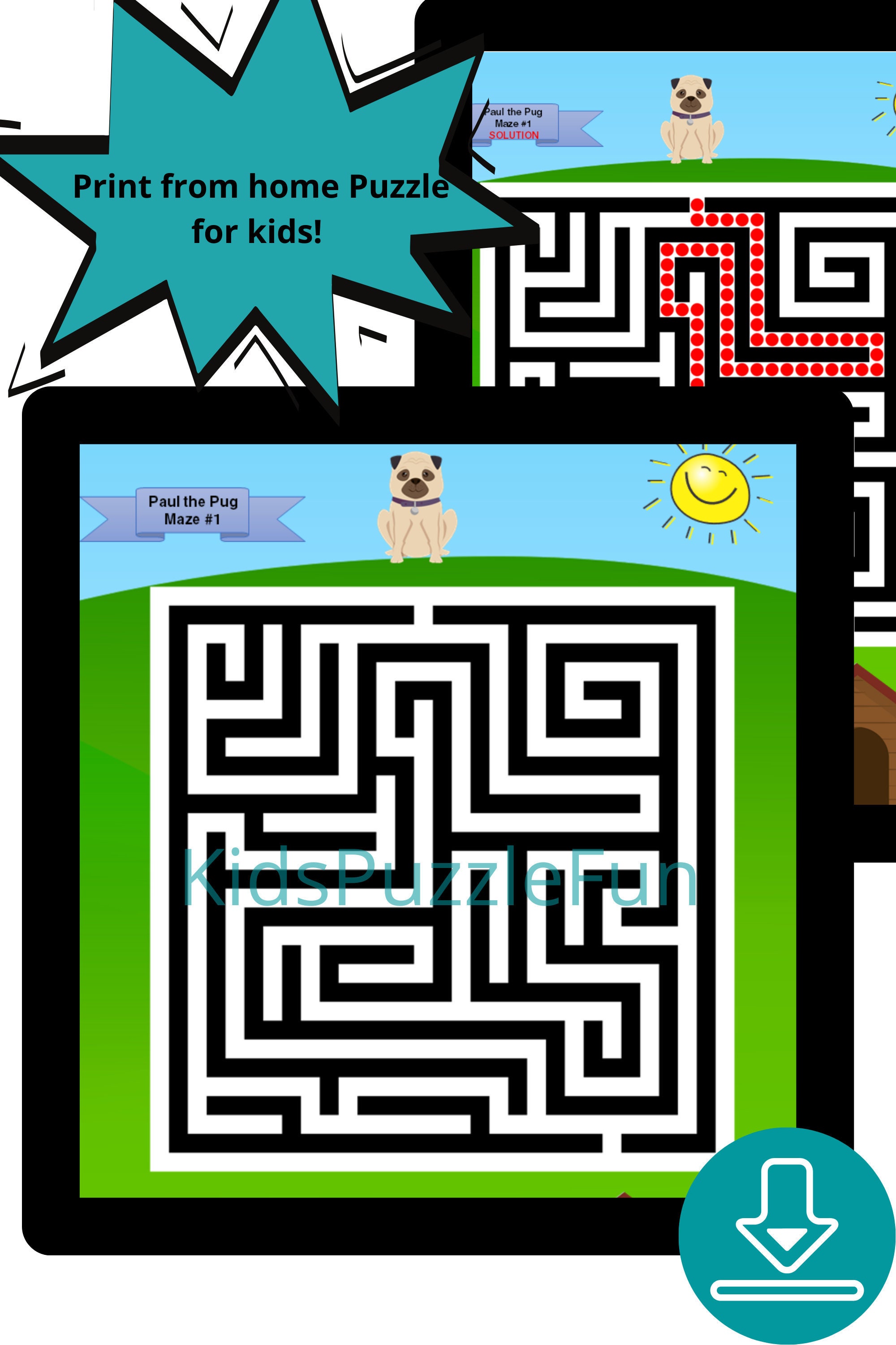 Printable JPG Maze Dog Puzzle, Fun at Home Activity for Kids! - Etsy