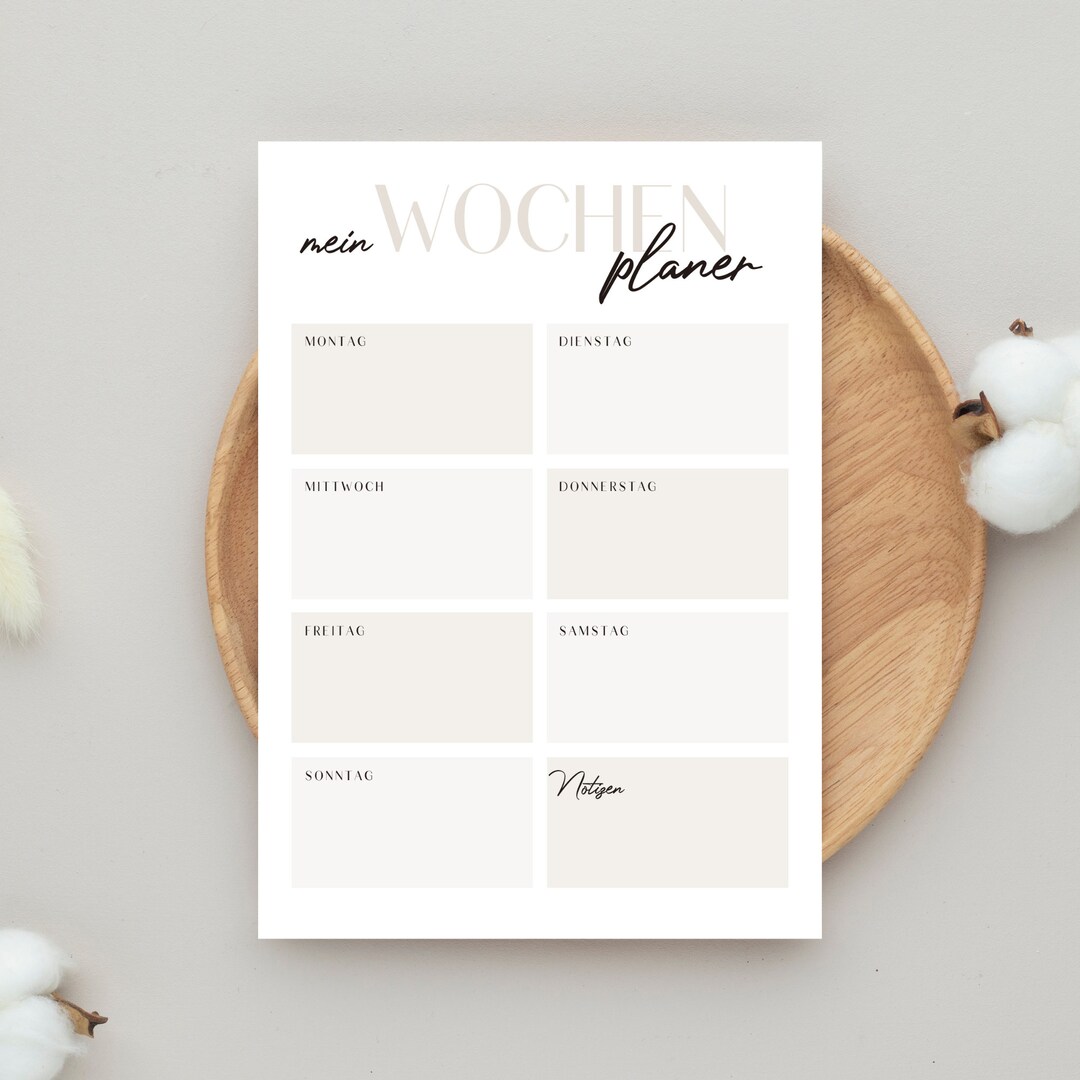 Weekly Planner - Digital Download - to Print Out and Write on Yourself ...