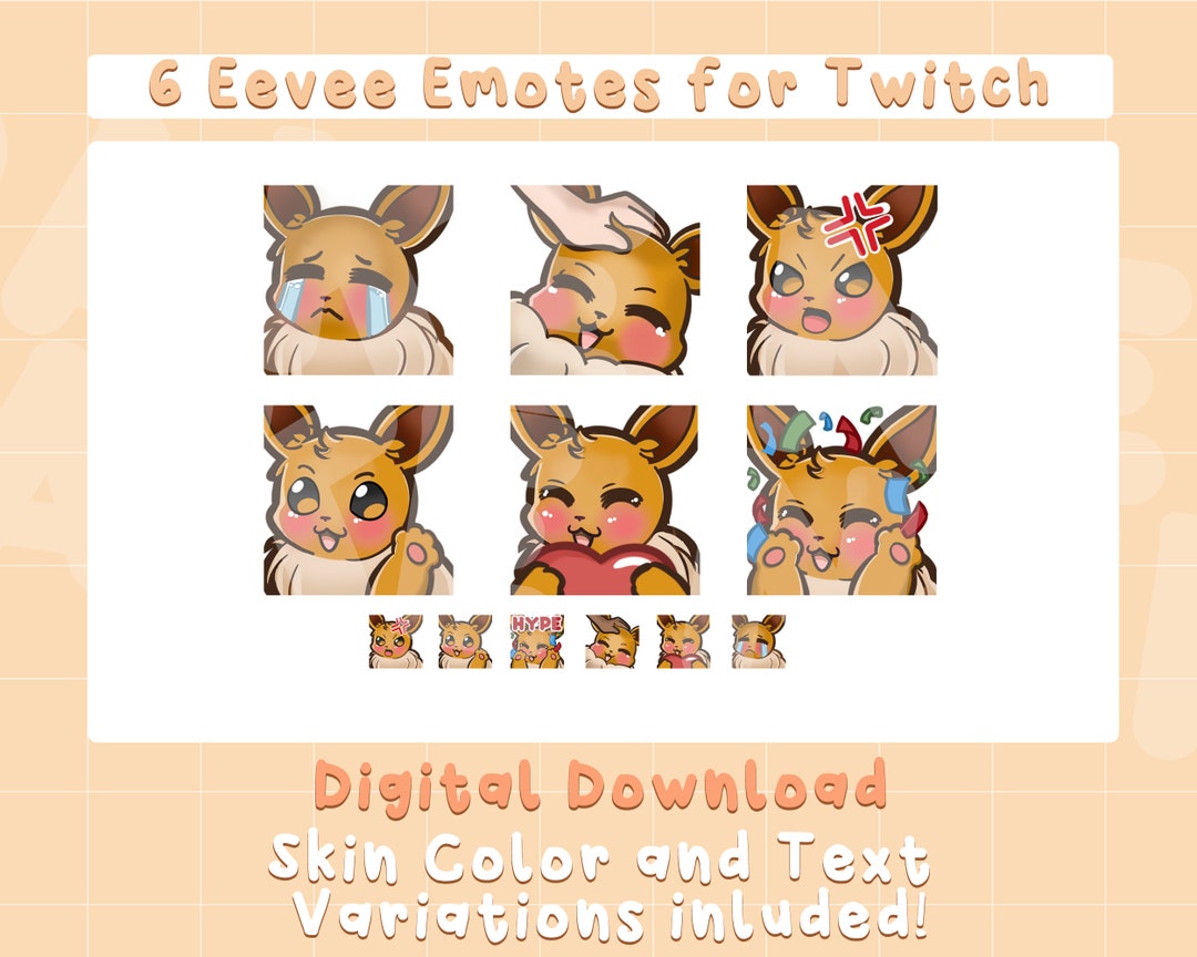 Eevee Emote Set for Twitch or Discord - 6 Cute Pokemon Emotes - Etsy