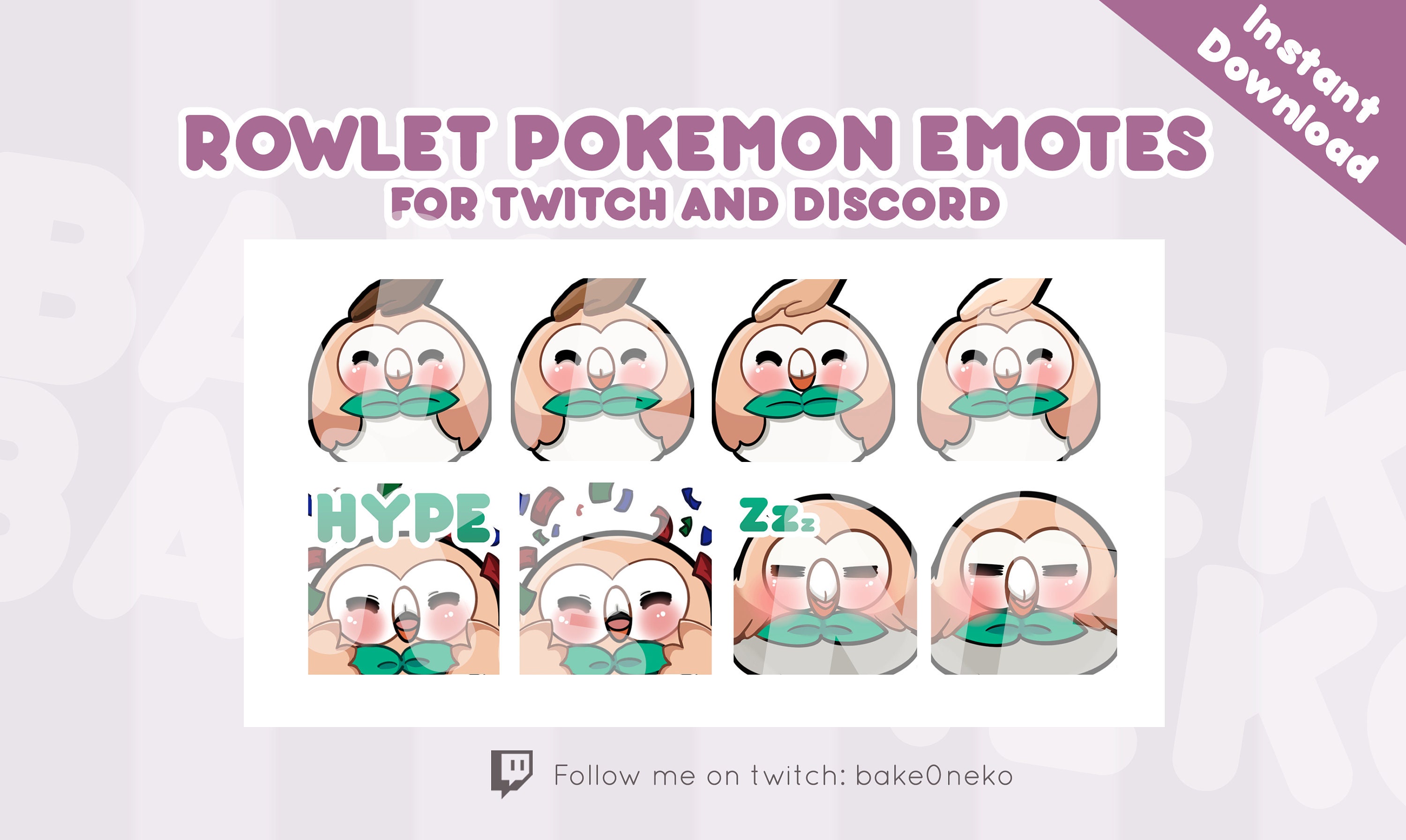 Rowlet Emote Set for Twitch or Discord 6 Pokemon Emotes - Etsy