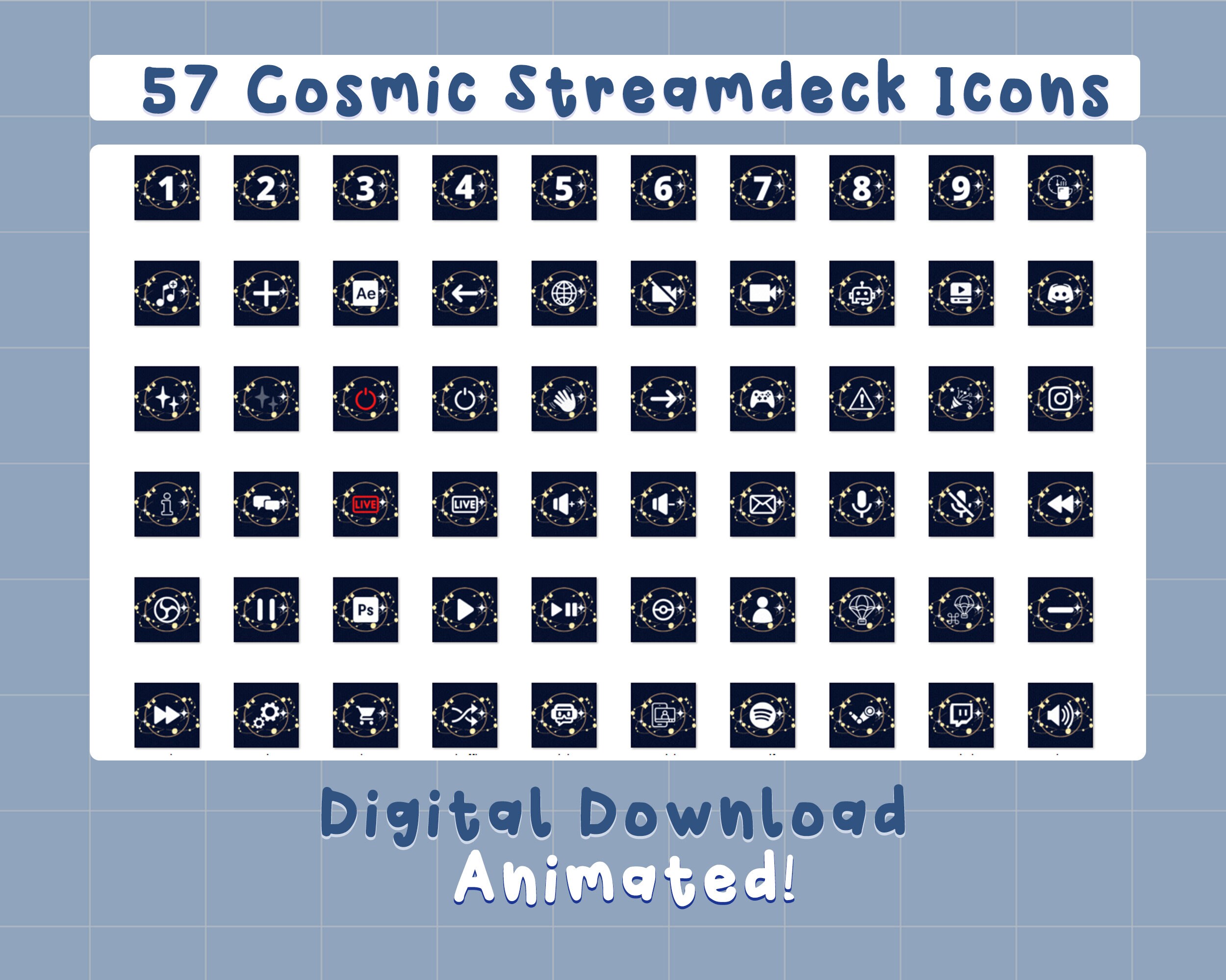 57 Animated Streamdeck Icons in a Cosmic Space Galaxy Design - Etsy