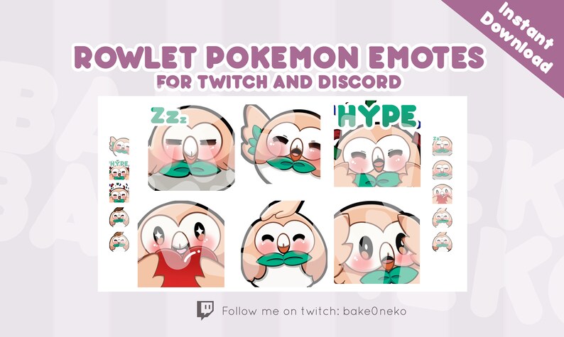 Rowlet Emote Set for Twitch or Discord 6 Pokemon Emotes - Etsy