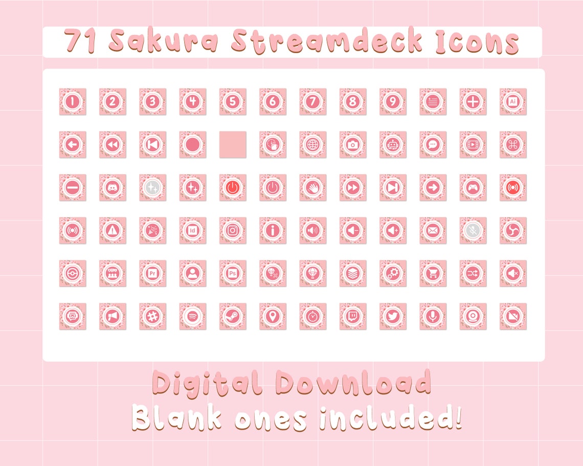 71 Streamdeck Icons Sakura and Pink Themed - Etsy