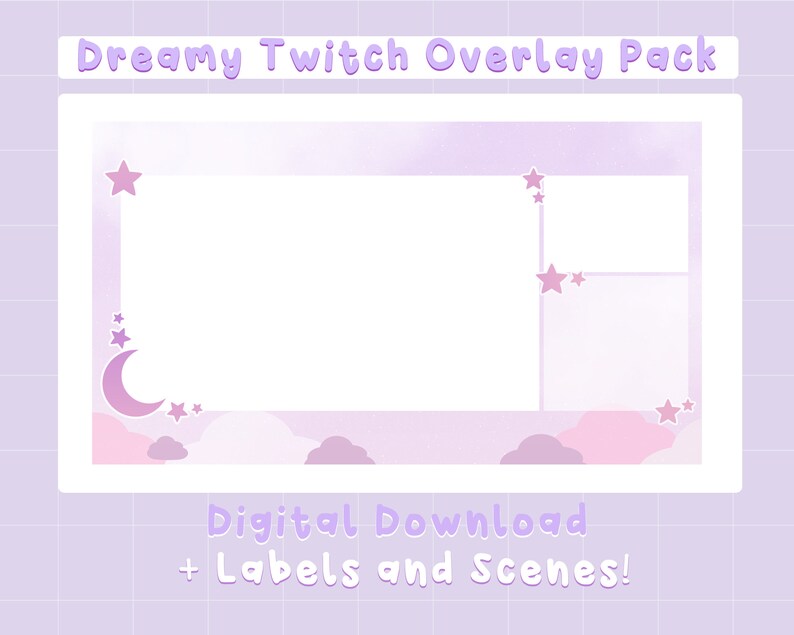 Stream Overlay Pastel Sky With Scenes and Icons for Twitch - Etsy