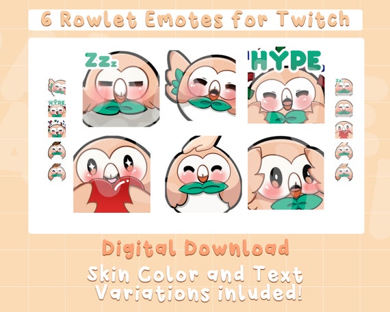 Rowlet Emote Set for Twitch or Discord 6 Pokemon Emotes - Etsy