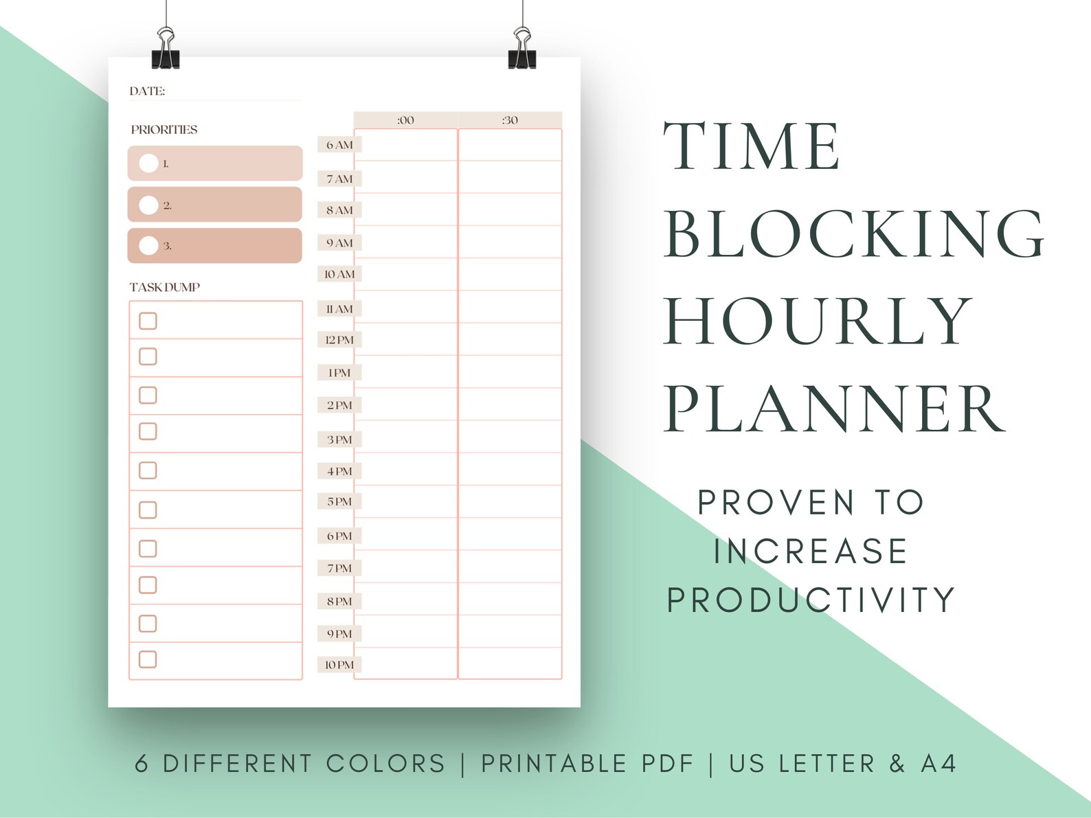 Time Blocking Hourly Planner Printable | Hourly Productivity Planner ...