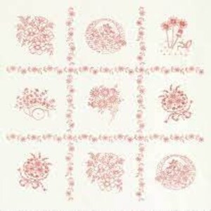 Daisy's Redwork Panel - Etsy