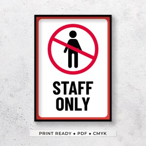 Staff Only Ready to Print Vector Sign Poster - Etsy