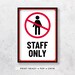 Staff Only Ready to Print Vector Sign Poster - Etsy