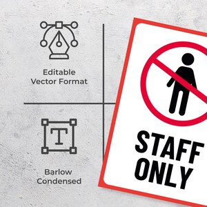 Staff Only Ready to Print Vector Sign Poster - Etsy