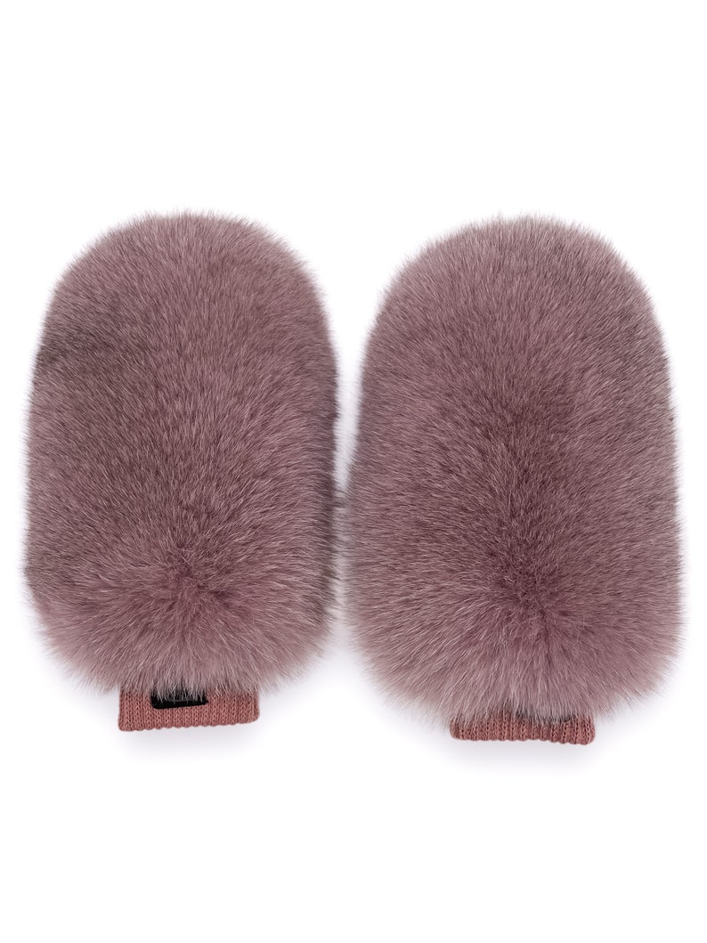Pink Real Fox Fur Mittens,plush Fluffy Gloves With Real Fur and Leather ...