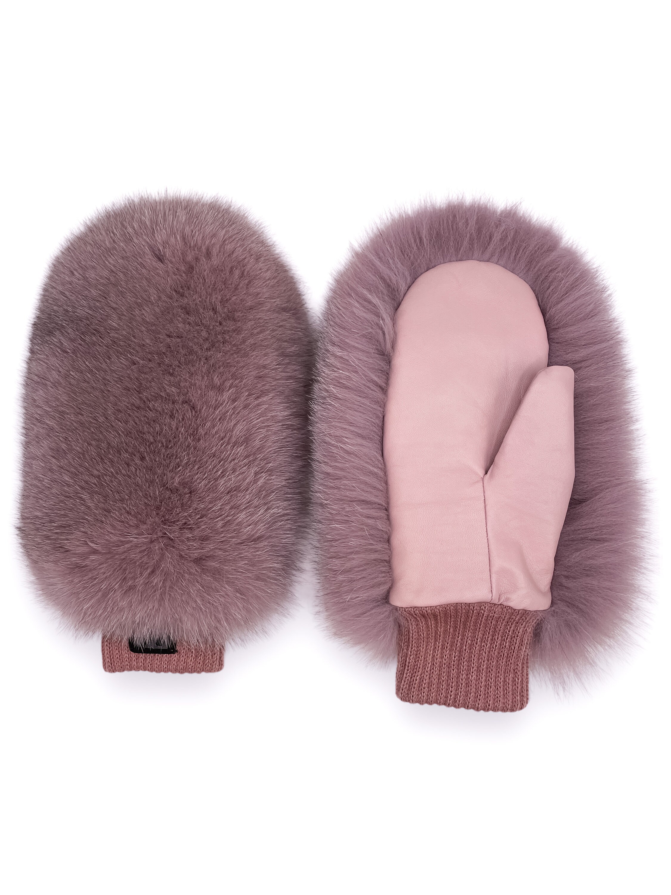 Pink Real Fox Fur Mittens,plush Fluffy Gloves With Real Fur and Leather ...