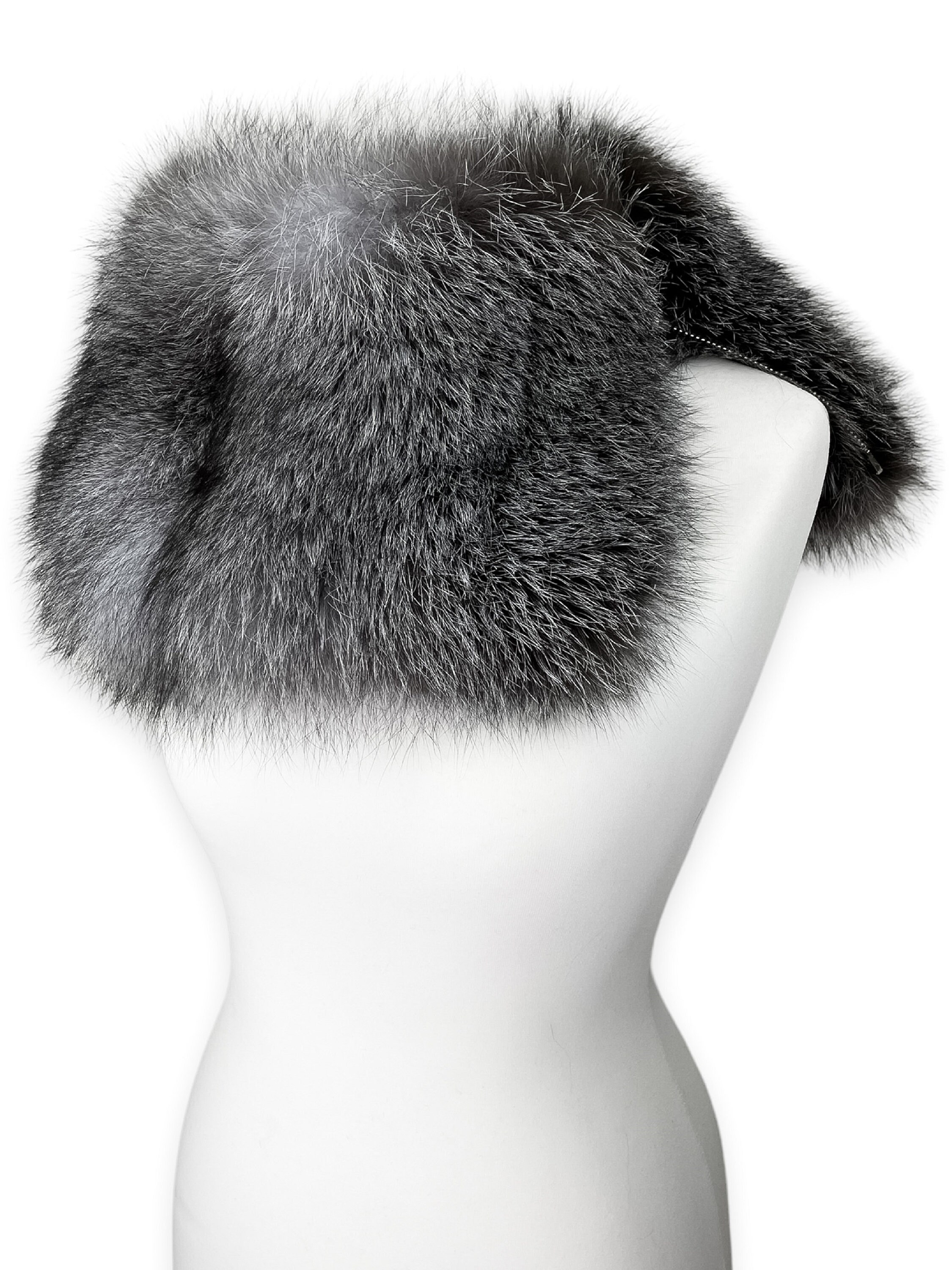 Large Silver Fox Fur Scarfhandmade Winter Furry Collar With A - Etsy