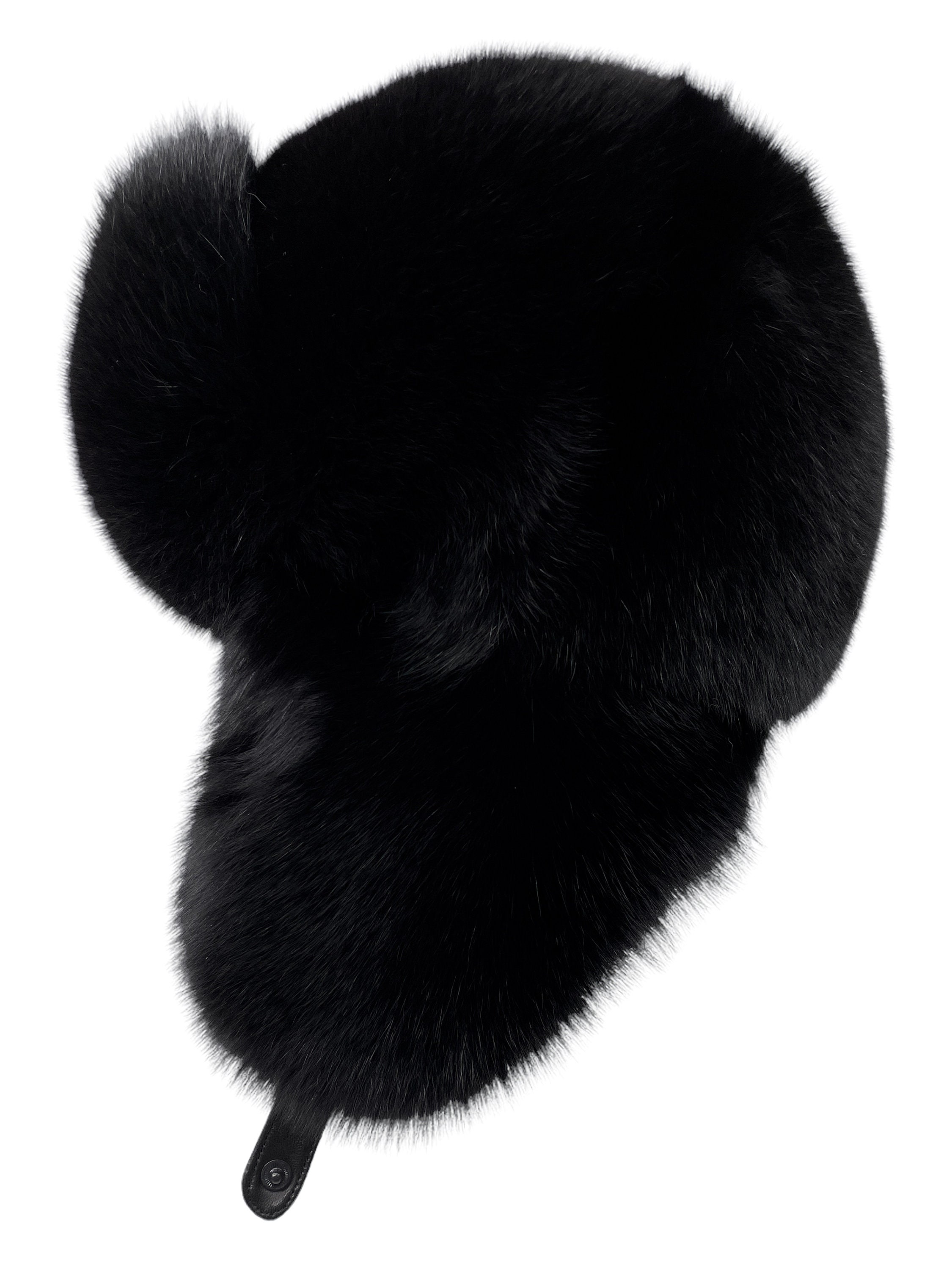 Black Fox Fur Ushanka Hat,oversized Full Fur Trapper Hat for Winter ...