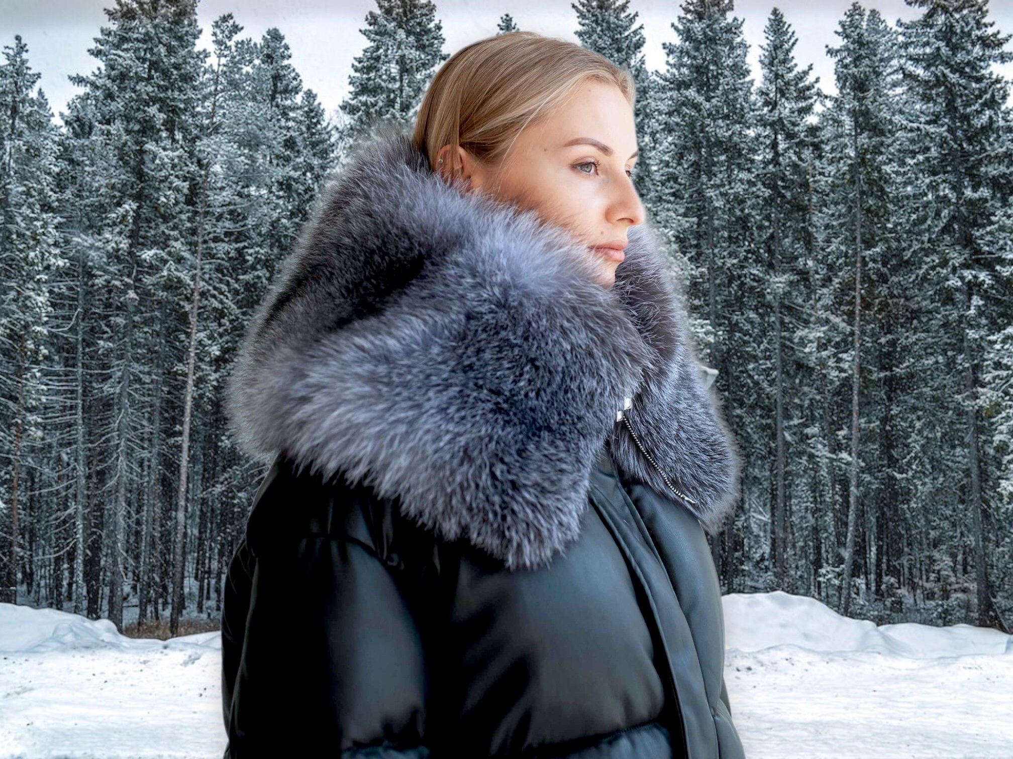 Large Silver Fox Fur Scarf,handmade Luxury Fur Collar With Two Way Zip,fluffy Neck Wrap for ...